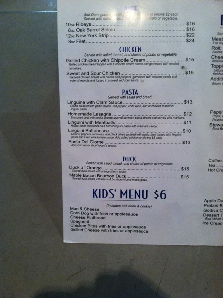 Menu at Station 101 pub & bar, DuBois, Bee Line Hwy