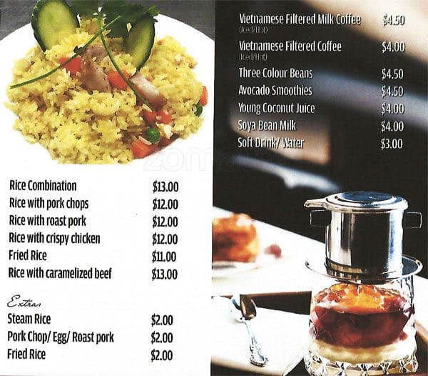 Menu at Pho South Saigon Vietnamese Cuisine restaurant, Marden