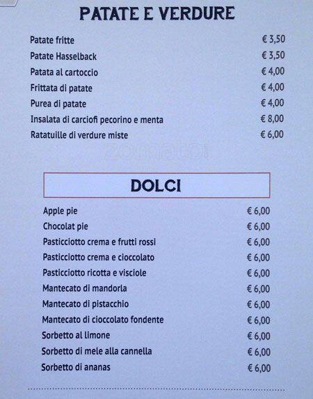 Speisekarte von Pasticcio pub & Bar, ROM