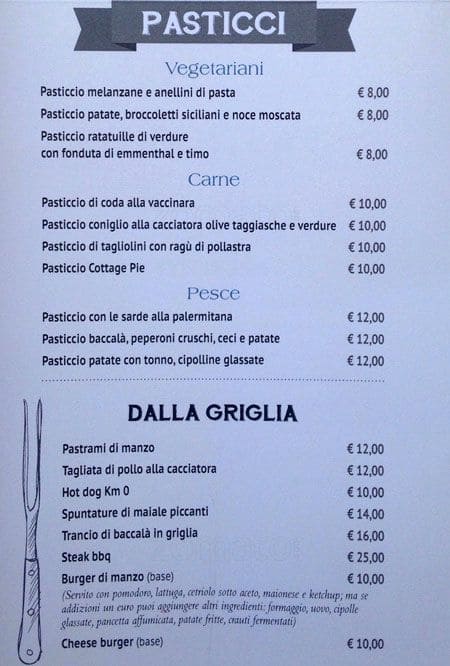 Speisekarte von Pasticcio pub & Bar, ROM