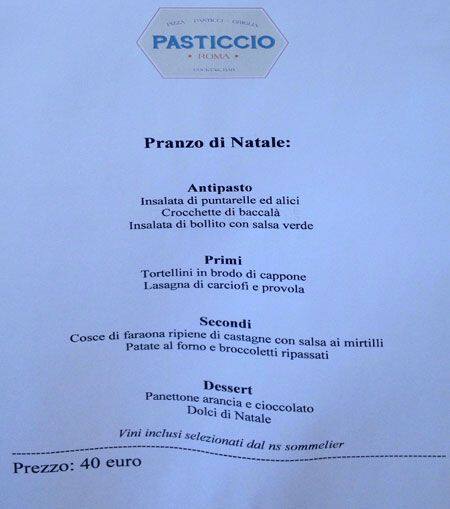 Speisekarte von Pasticcio pub & Bar, ROM