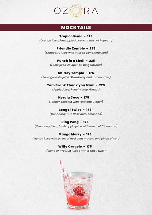 Menu of Ozora, Kasba, Kolkata