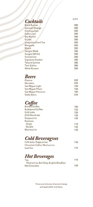 Menu at Misto at Seda Nuvali restaurant, Santa Rosa, Seda Nuvali