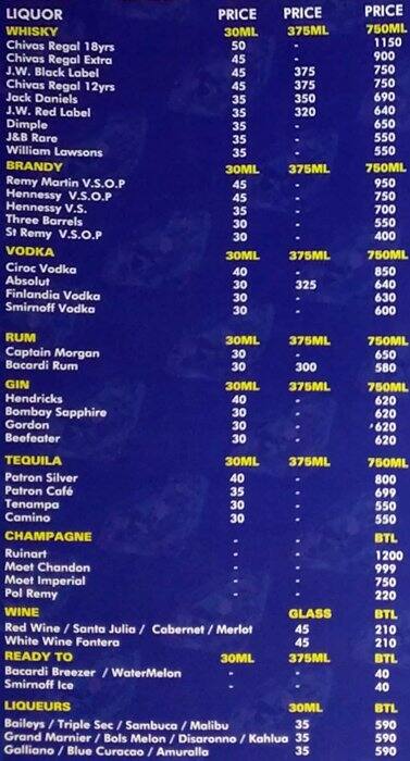 Blue Diamond Lounge Menu, Menu for Blue Diamond Lounge, Al Muteena ...