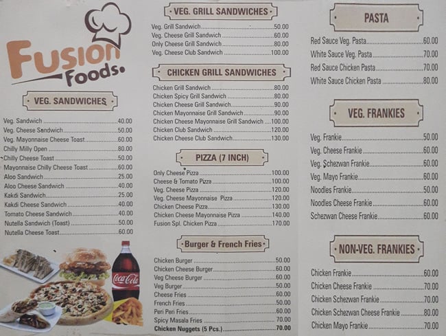 Menu of Fusion Foods, Grant Road, Mumbai