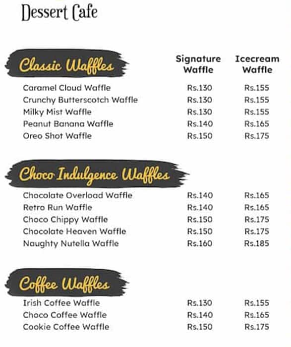 Menu of Waffee & Co., Habsiguda, Hyderabad
