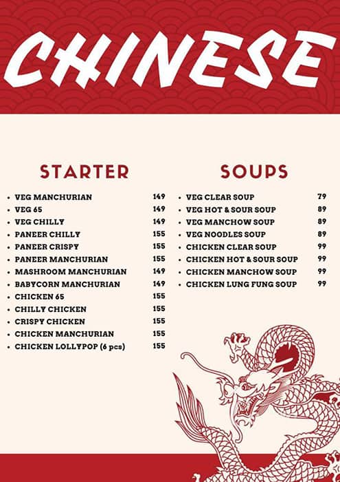 Menu of Mr Chinese, Erandwane, Pune