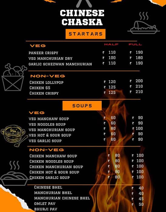 Menu of Chinese Chaska And Chaat Corner, Vikhroli, Mumbai