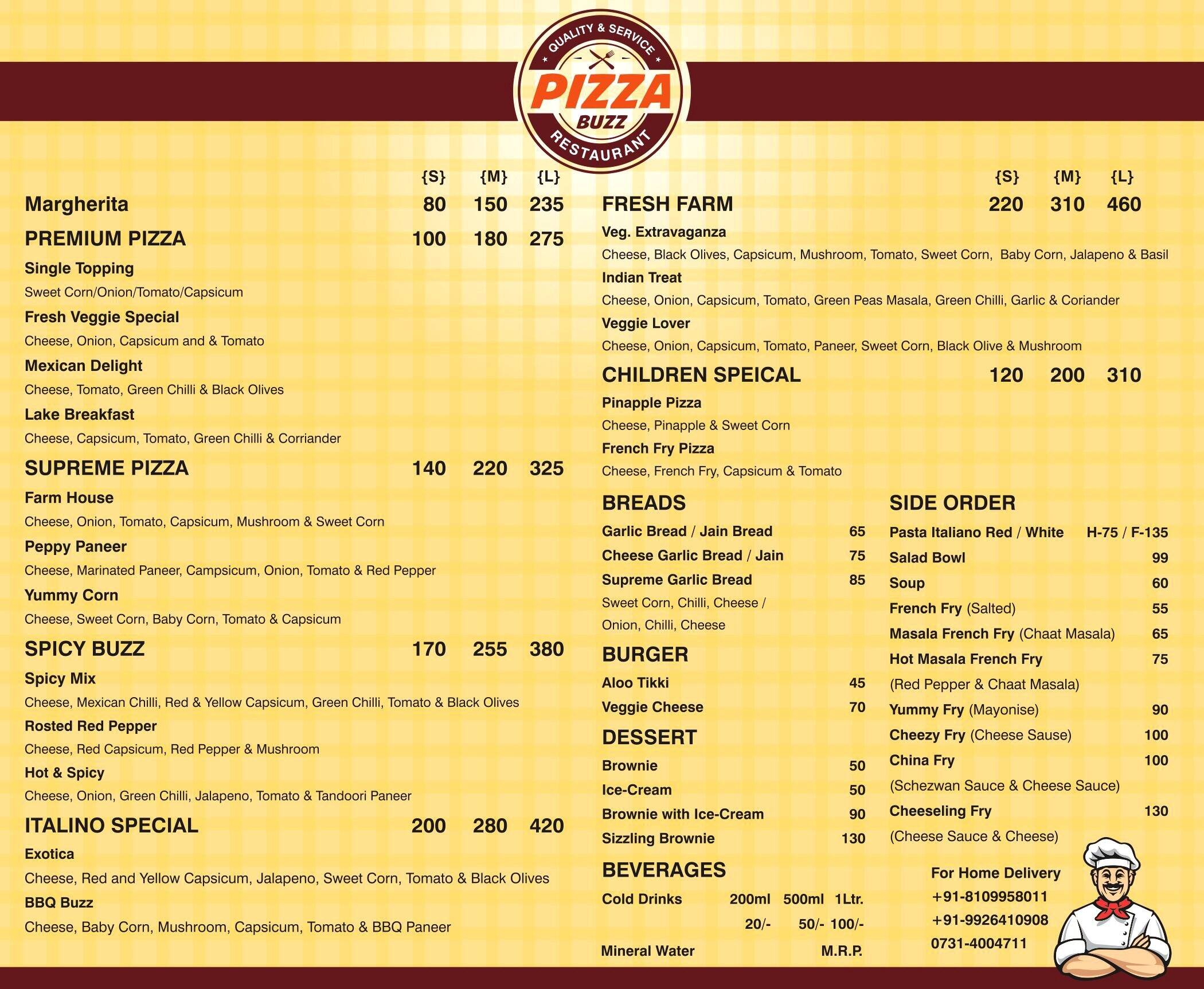 Pizza Buzz Menu, Menu for Pizza Buzz, Bhawar Kuan, Indore - Zomato