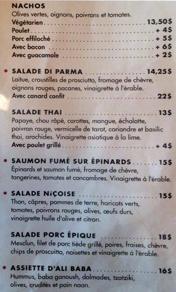 Menu au Chelsea Pub, Chelsea, 238 Chem. Old Chelsea