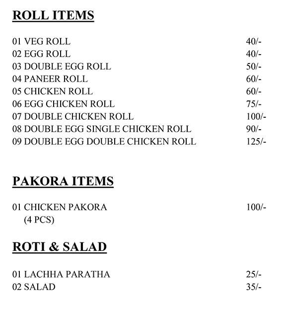 Menu of Food Junction, Howrah Station Area, Howrah