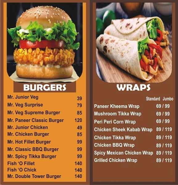 Menu at MR BURGER, Hyderabad, 4/123/3