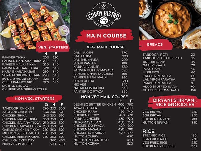 Menu of Curry Bistro, Sector 45, Noida