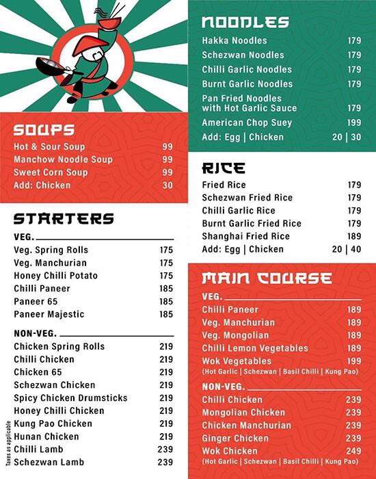 Menu of Wok Of Fame, Hitech City, Hyderabad