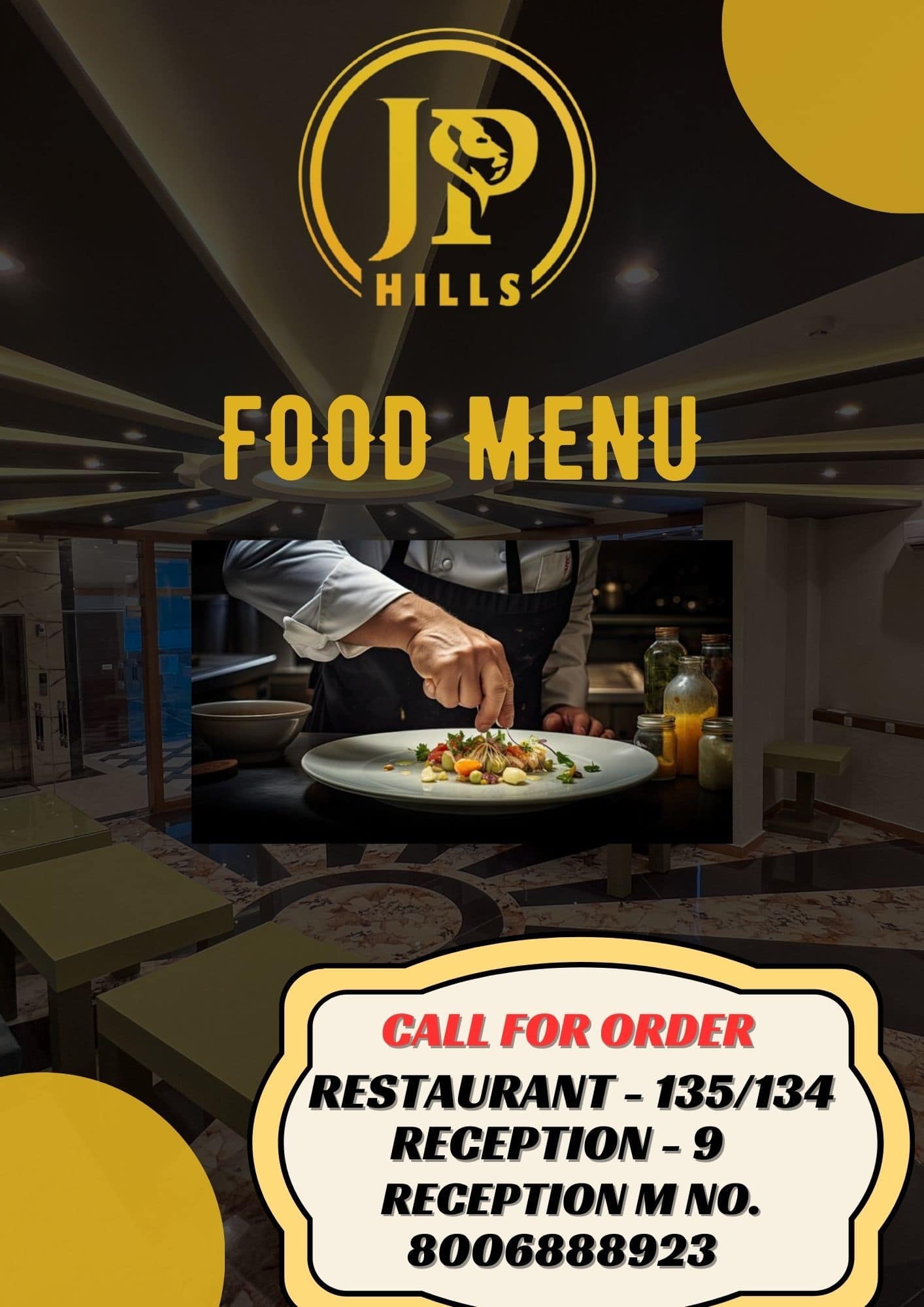 Menu of Hotel JP Hills, Tapovan, Rishikesh