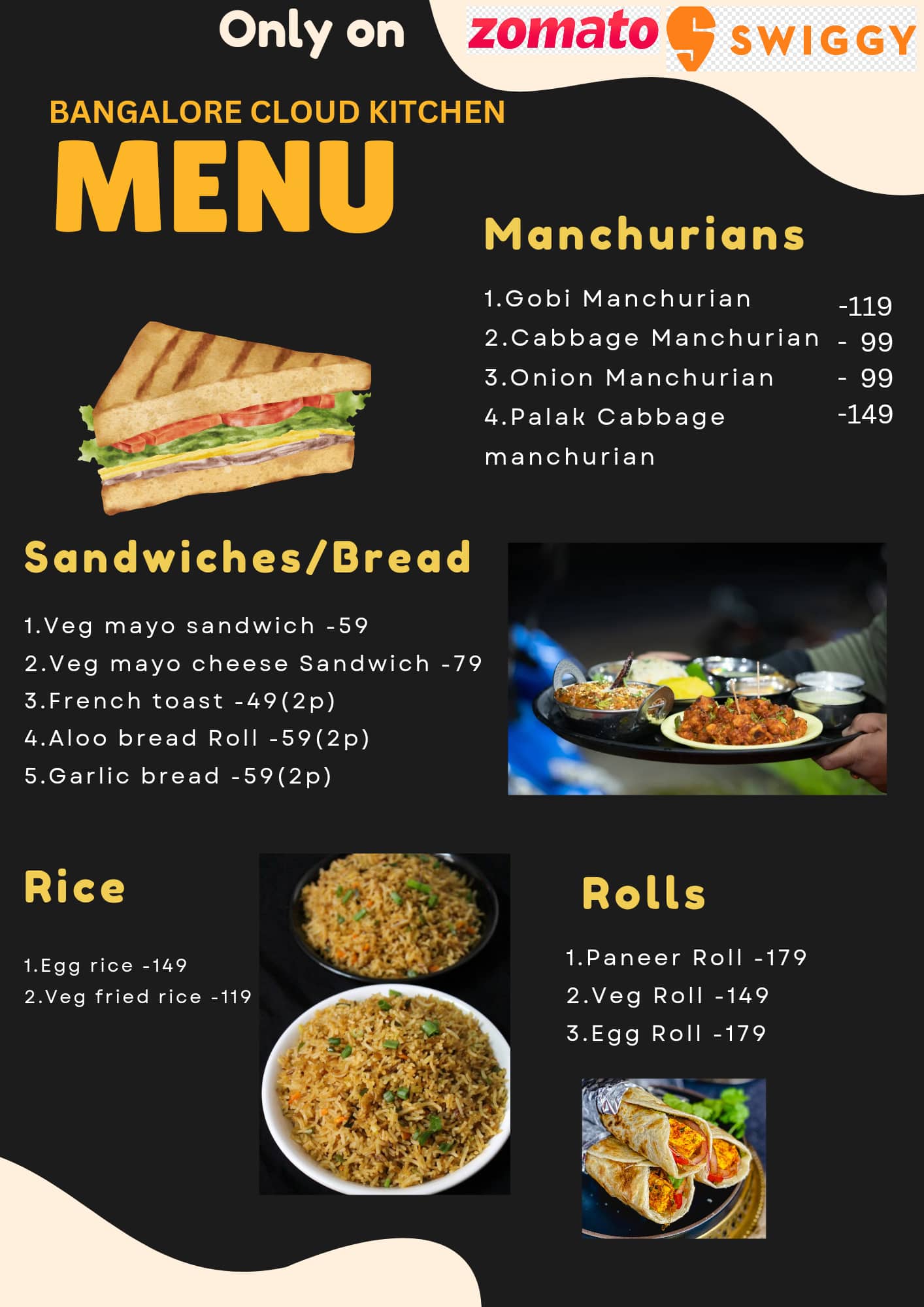Menu of Bengaluru Cloud Kitchen, Varthur Main Road, Whitefield, Bangalore