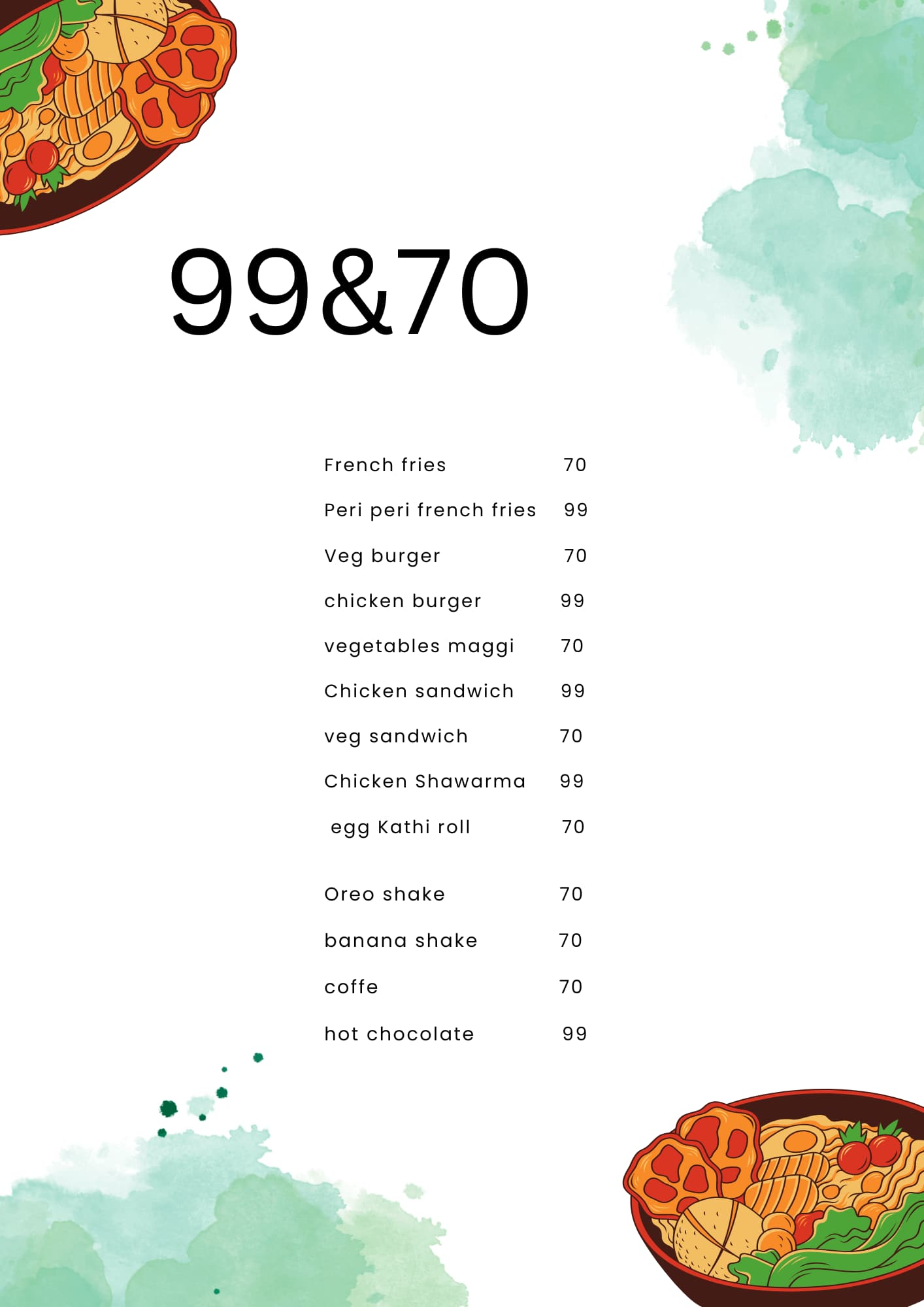 Menu of Orange Peel, Rainawari, Srinagar