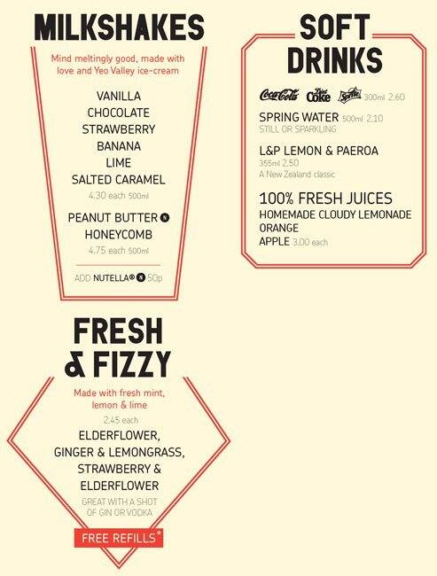 Menu at Gourmet Burger Kitchen pizzeria, London, Unit 22