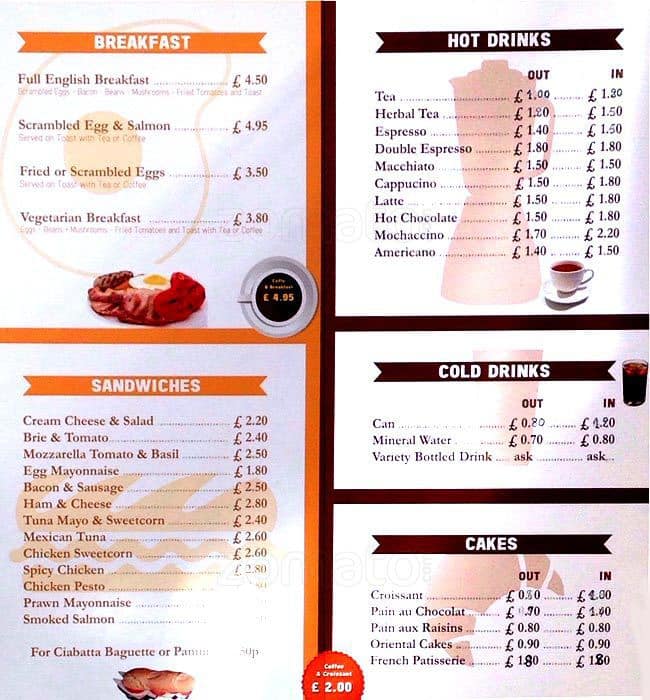 Menu at Cafe Noisette, London