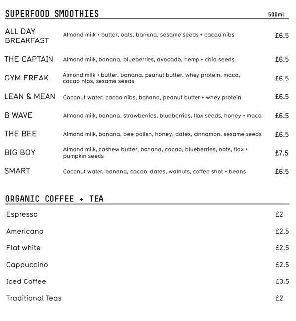Menu at Roots And Bulbs cafe, London, 5 Thayer St