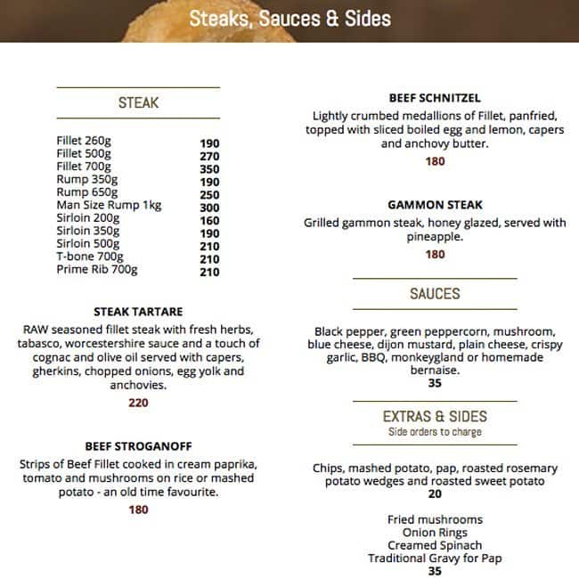 Menu at Wombles Steakhouse Restaurant, Johannesburg, G9 & G10