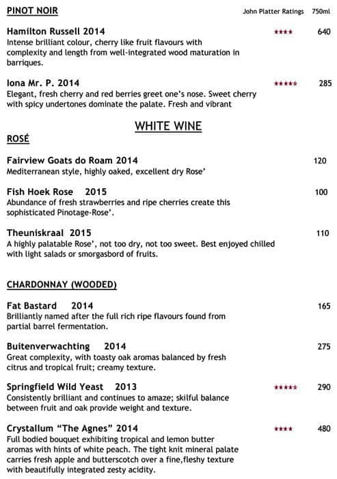Menu at Wombles Steakhouse Restaurant, Johannesburg, G9 & G10