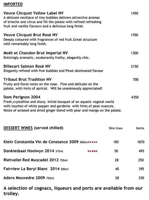Menu at Wombles Steakhouse Restaurant, Johannesburg, G9 & G10