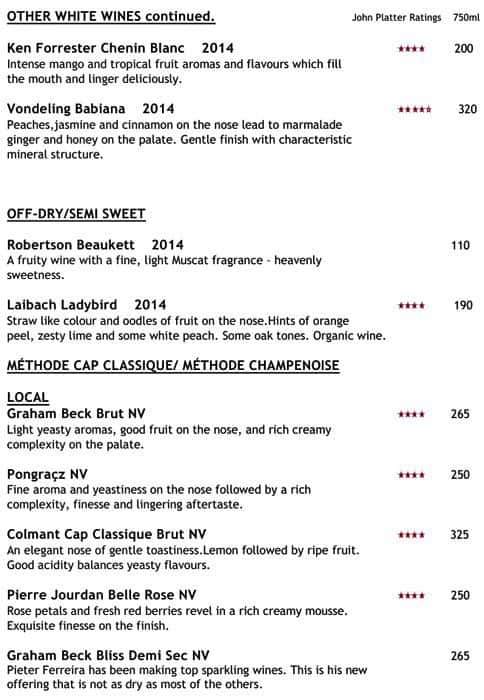 Menu at Wombles Steakhouse Restaurant, Johannesburg, G9 & G10