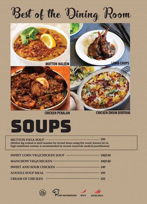 Menu at The Dining Room, Kochi