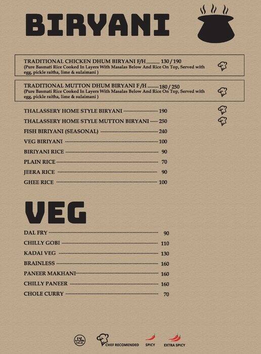 Menu at The Dining Room, Kochi