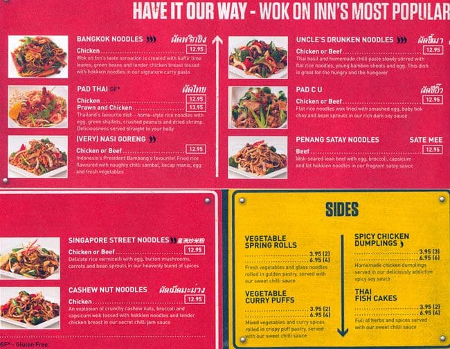 Menu at Darling Harbour restaurant, The Rocks, Cockle Bay Wharf