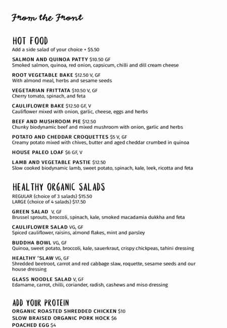 Menu at A Thousand Blessings restaurant, Richmond