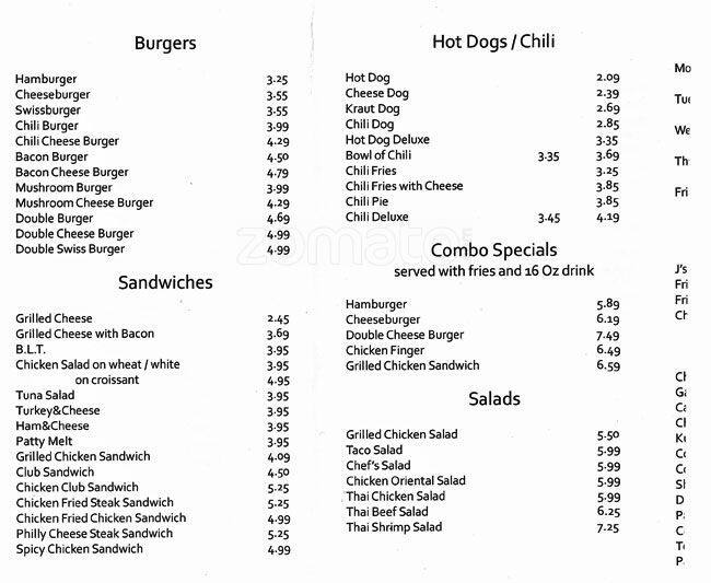 Menu at J's Burgers N' More fast food, Fort Worth