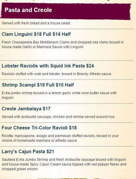 Menu at Sweeney's Seafood Bar & Grill, Centerville
