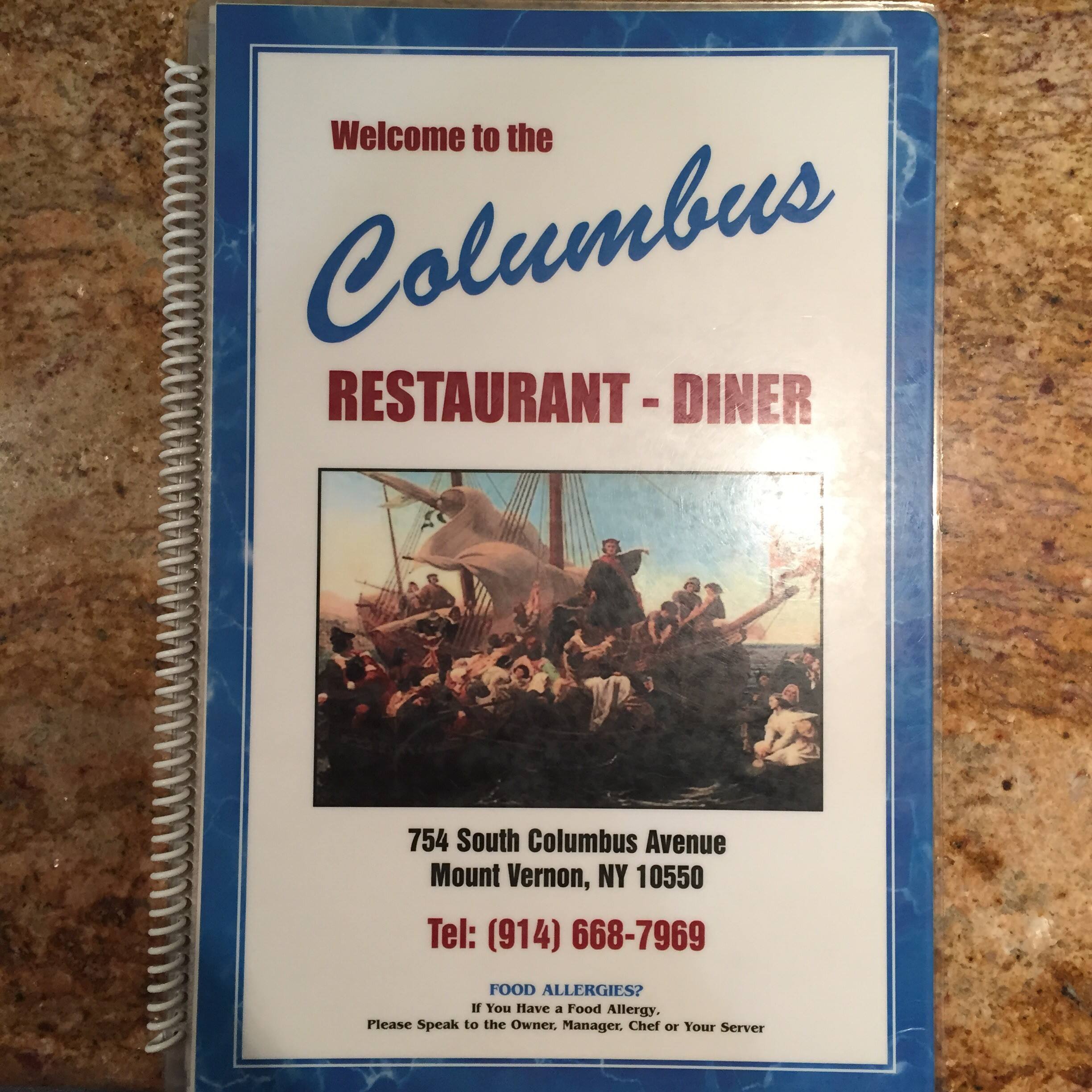 Menu at Columbus Diner restaurant, Mount Vernon