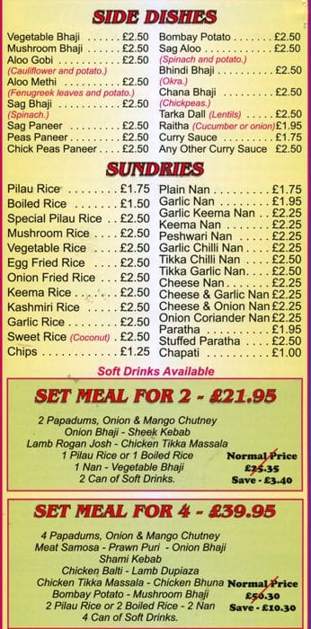Menu at Indian Express fast food, Stockport, 147 Wellington Road North
