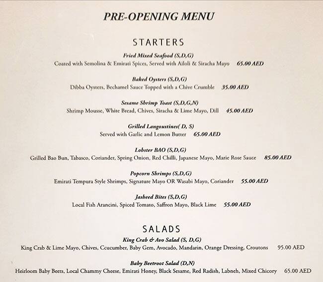 Menu of Ryba, Al Mina, Abu Dhabi