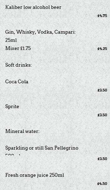 Menu at Delfino Mayfair pizzeria, London