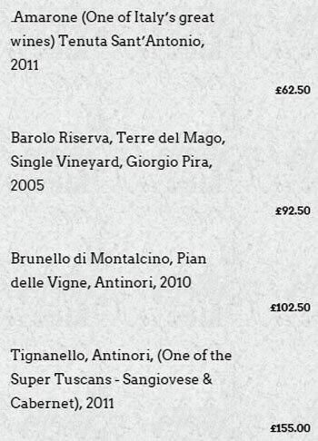 Menu at Delfino Mayfair pizzeria, London