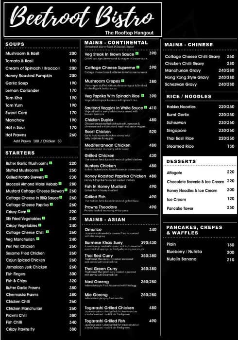 Menu of Beetroot Bistro, Koregaon Park, Pune