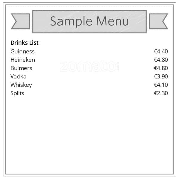 Menu at The Auld Triangle pub & bar, Dublin