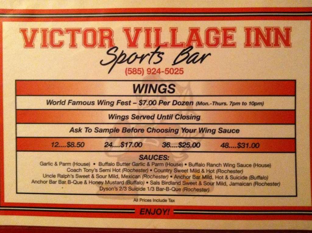 Menu at Victor Village Inn pub & bar, Victor