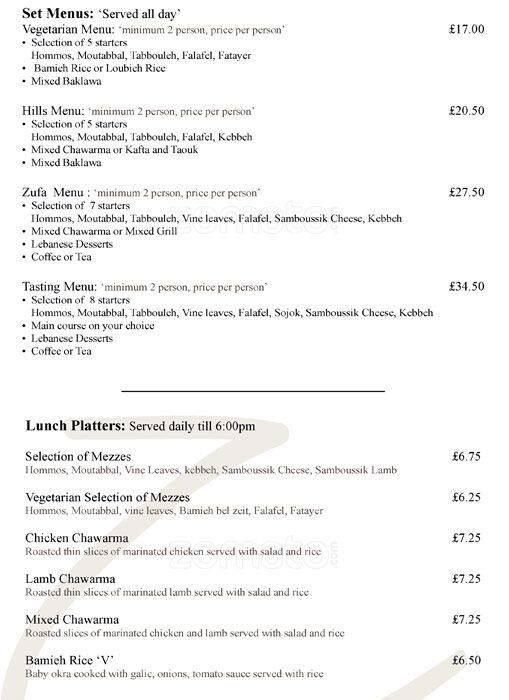 Zufa Menu, Menu for Zufa, Northwood, London - Zomato UK