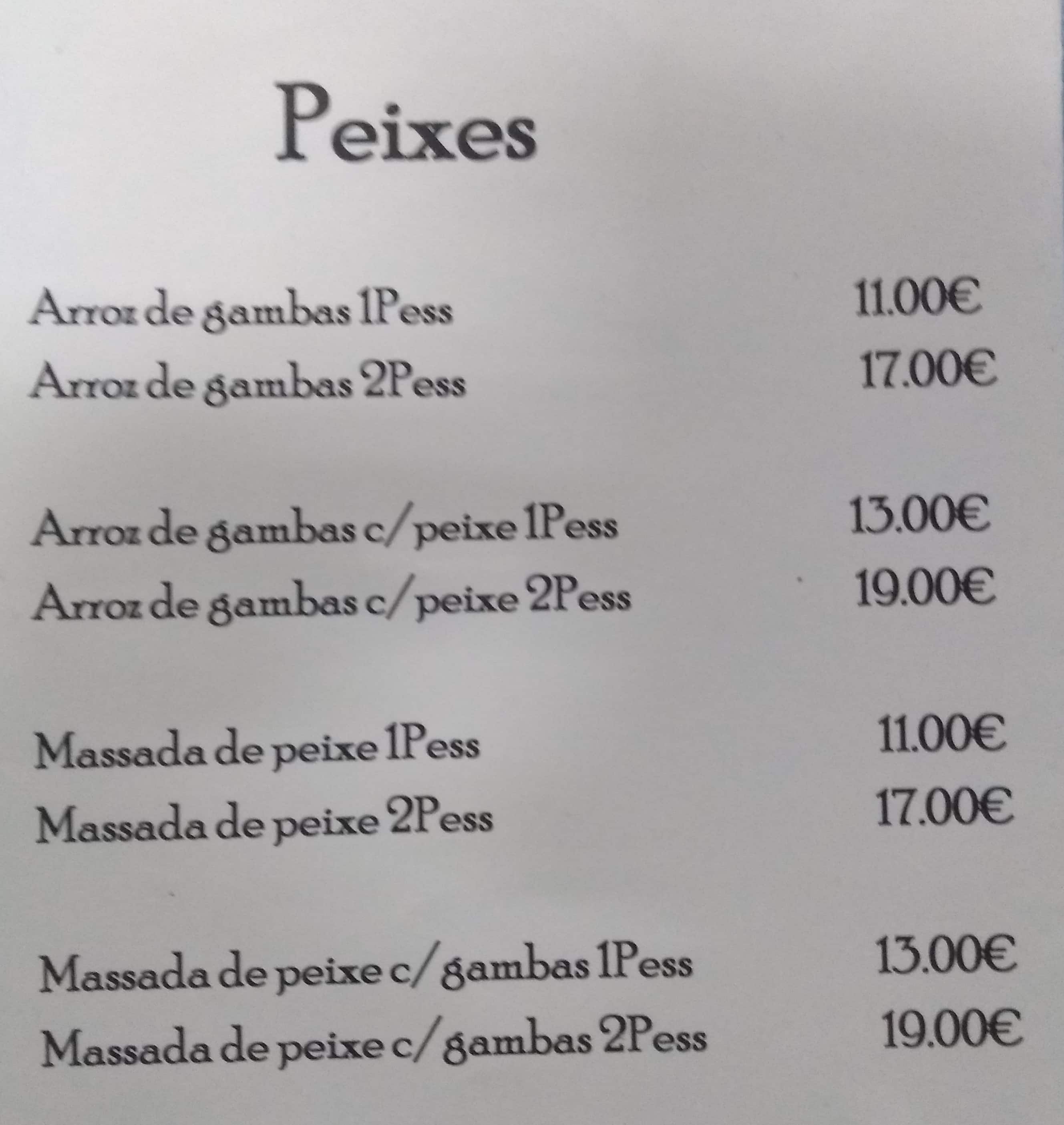 Menu em Petiscos do Miguel restaurante, Sacavém