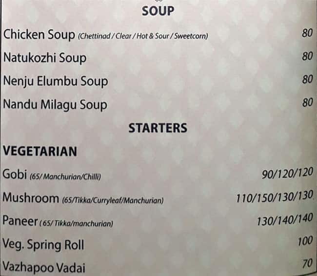 Menu at Vellore Cafe, Vellore, W48M+4JH