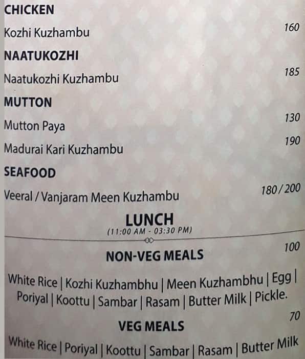 Menu at Vellore Cafe, Vellore, W48M+4JH