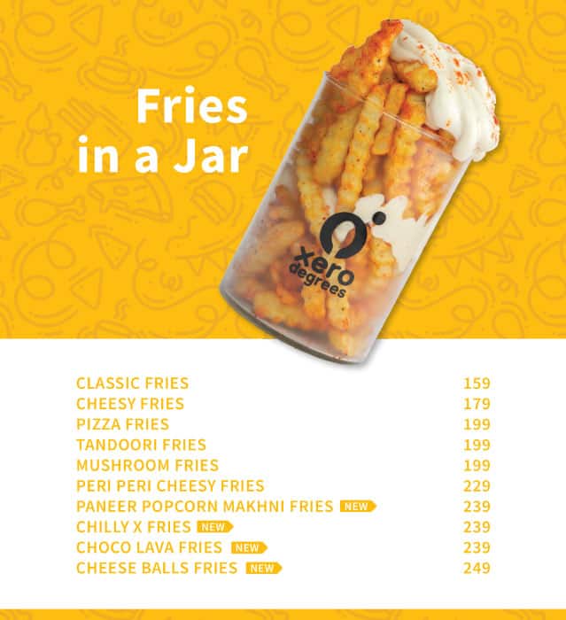 Menu of Xero Degrees, Bodakdev, Ahmedabad