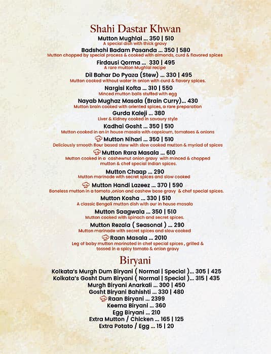 Menu at Karim's - Original From Jama Masjid Delhi 6, Kolkata, 84