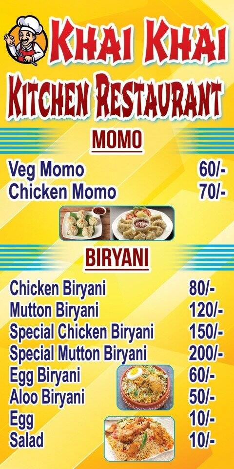 Menu of Khai Khai Kitchen Restaurant, Kalikapur, Kolkata