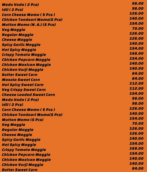 Menu of Food Costa, New Town, Kolkata